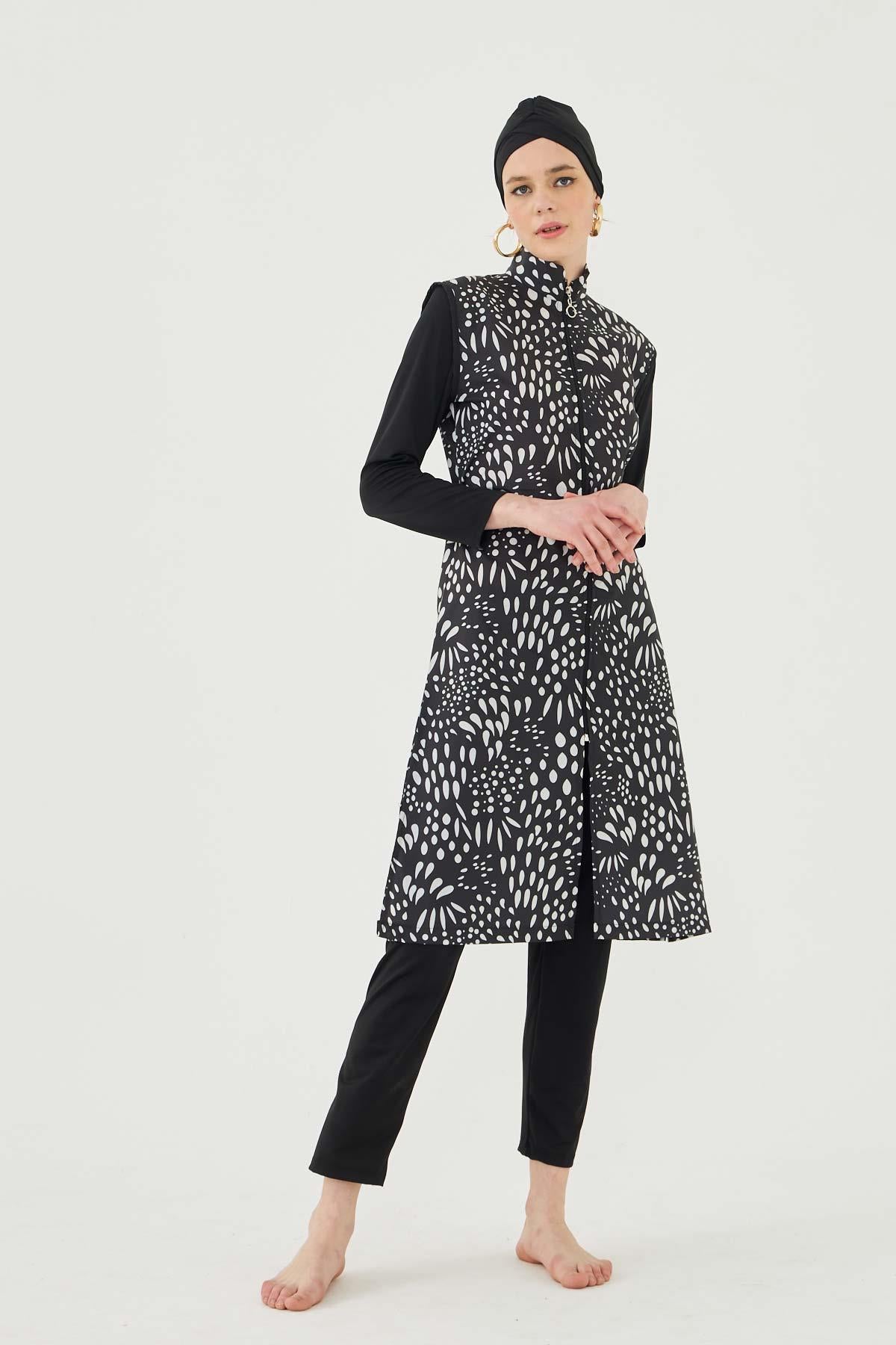 Maillot de bain modest entièrement couvrant avec motif à pois. – Justyol